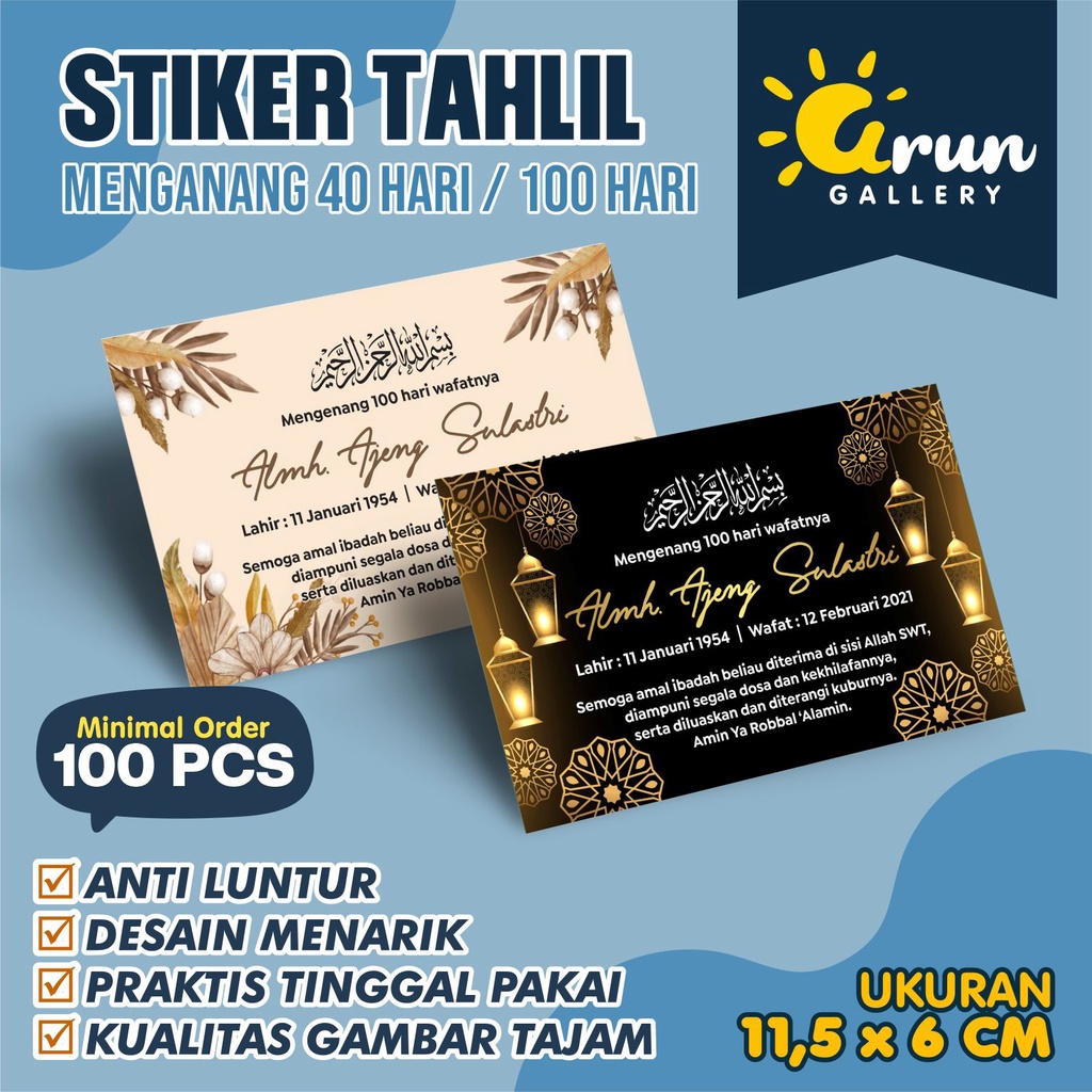 Jual STICKER TAHLIL / STIKER MENGENANG 40 HARI / 100 HARI | Shopee ...