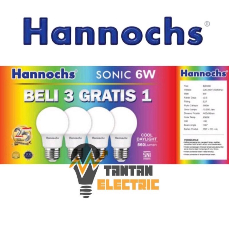 Jual Led Paket Hannochs 6 Watt Beli 3 Free 1 / Lampu Led Multipack ...