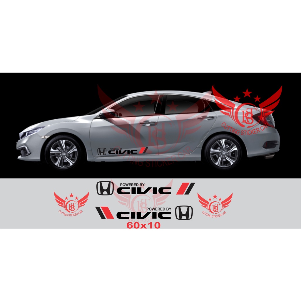 Jual sticker stiker mobil civic powered by cutting sticker untuk bodi ...