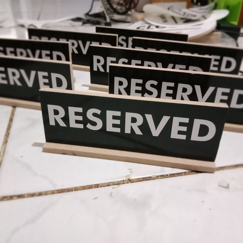 Jual Tulisan RESERVED 15 x 5cm MDF Sign Penanda Meja Dipesan Tanda ...