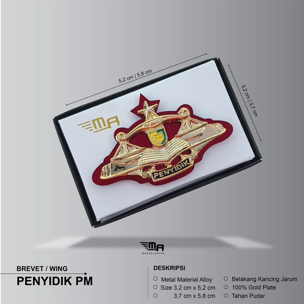 Jual WING PENYIDIK PM POLISI MILITER PDH BREVET BRIVET PIN PENYIDIK ...