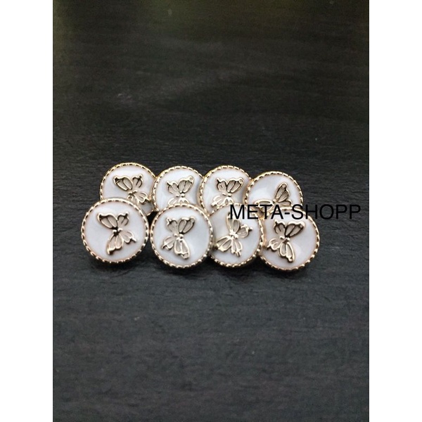 Jual Kancing jamur motif kupu2 Gold Putih | Shopee Indonesia