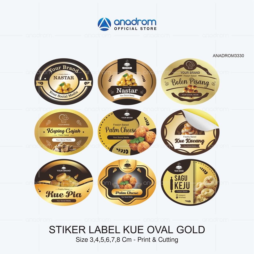 Jual Stiker Label Kue Oval Gold | Sticker Label Kue Kering | Anadrom ...