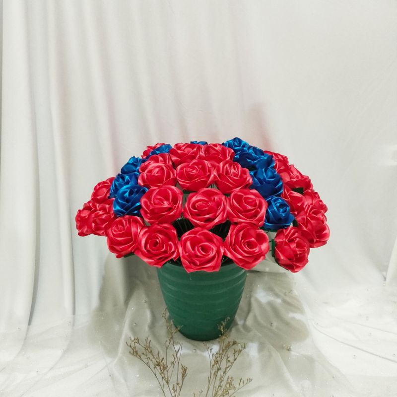 Jual BUNGA MAWAR PITA SATIN ISI 10 TANGKAI WARNA BISA CUSTOM | Shopee ...