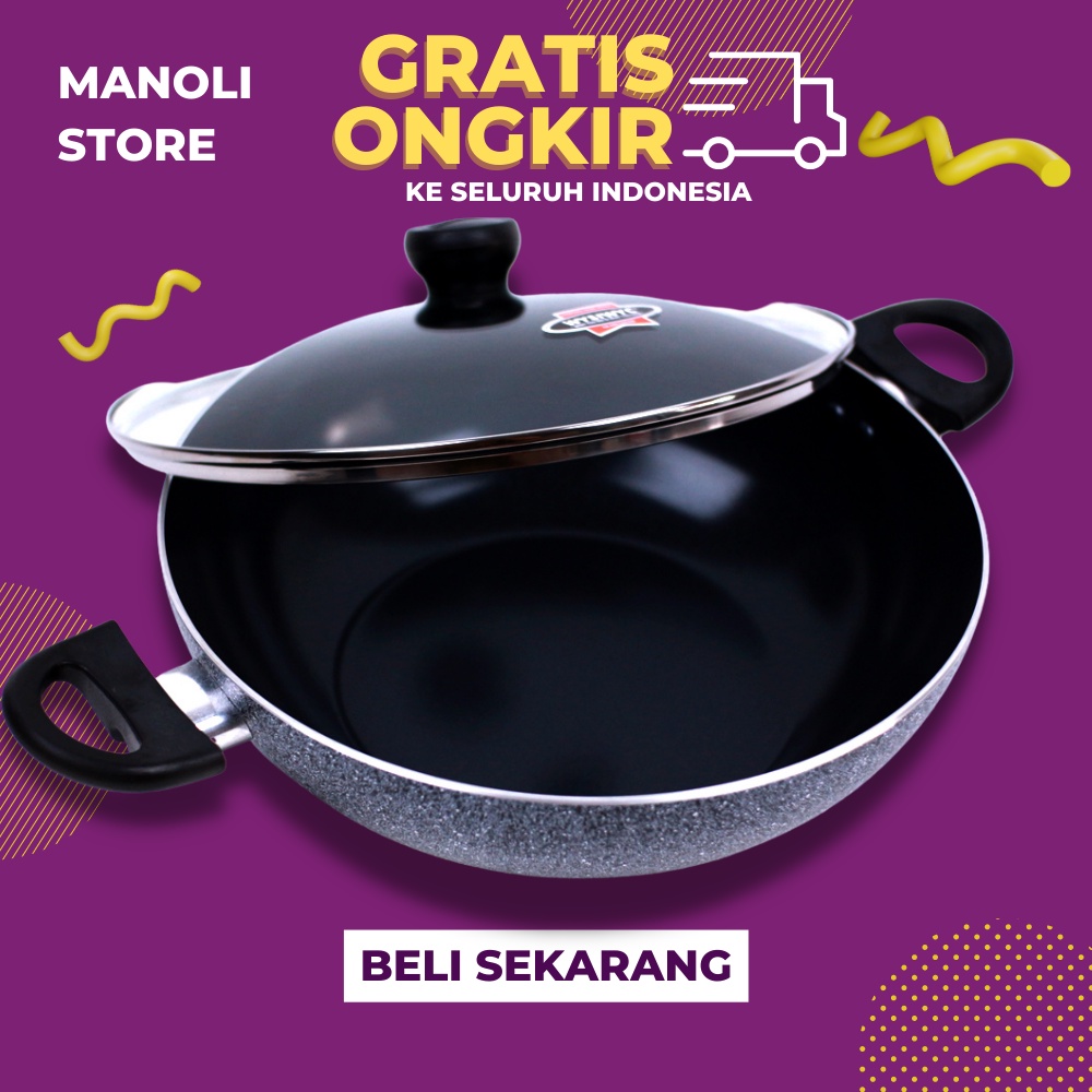 Jual MN - Maxim Neostone Wok Marble Ceramic Wajan Penggorengan 30 cm ...