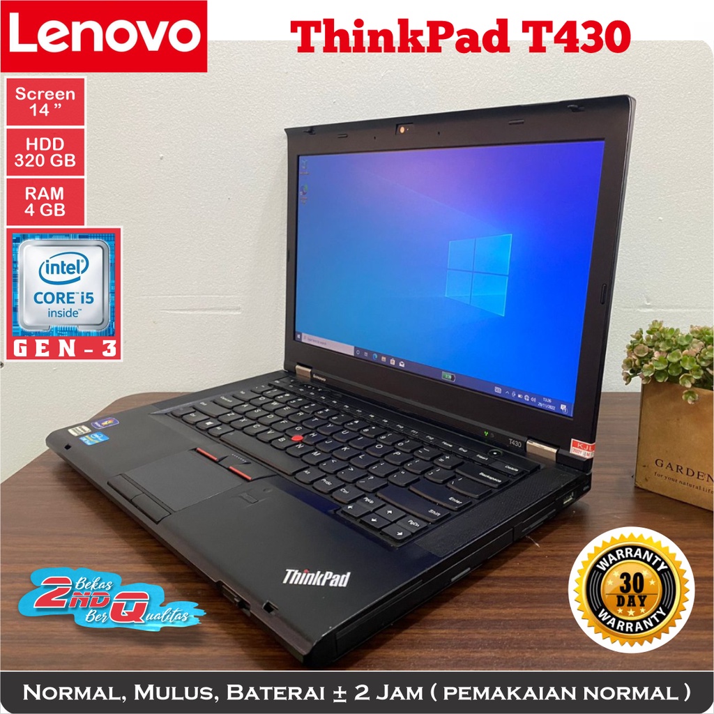 Jual Laptop Notebook Lenovo Thinkpad T430 Core I5 Gen 3 Memori 4gb Hdd
