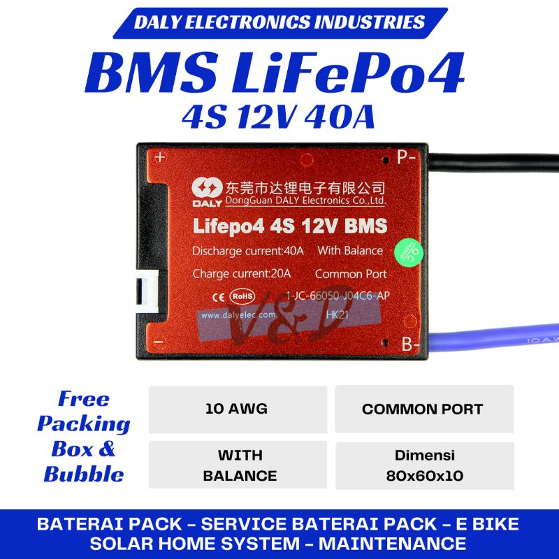 Jual BMS LiFePo4 4S 12V 40A Daly BMS Original | Shopee Indonesia