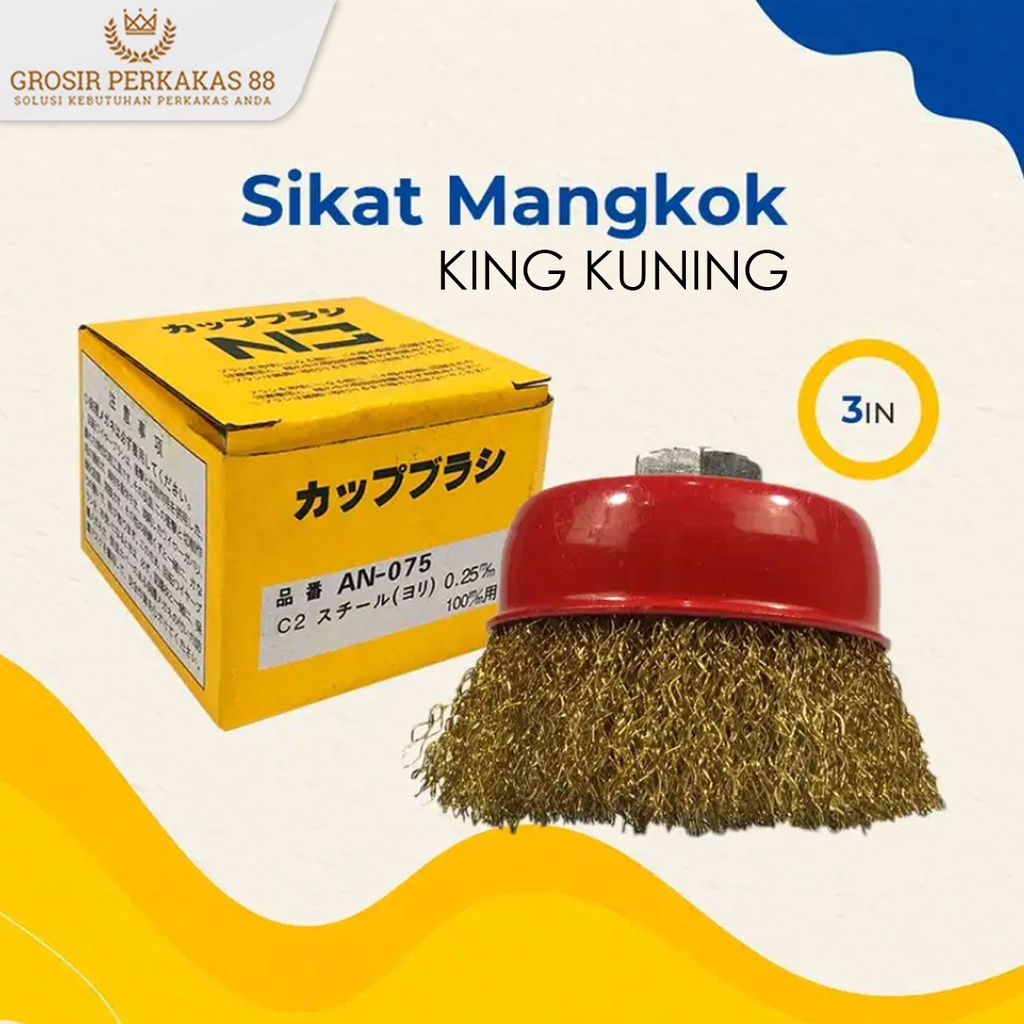 Jual Sikat Kawat Gerinda Grinda Gurinda Cup Brush Mangkok King Kuning ...