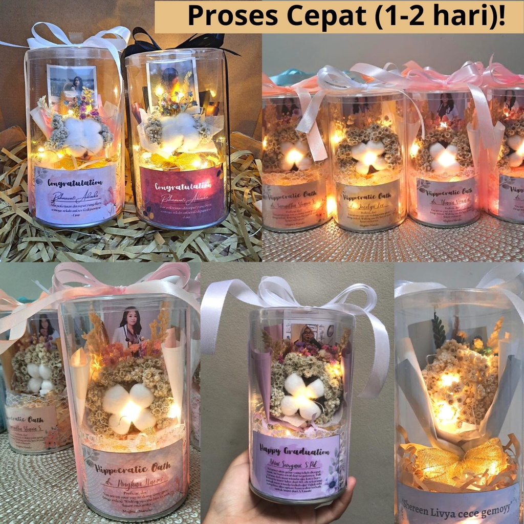 Jual Buket tabung mika| Dried flower tube | Mini Bouquet in Cylinder ...