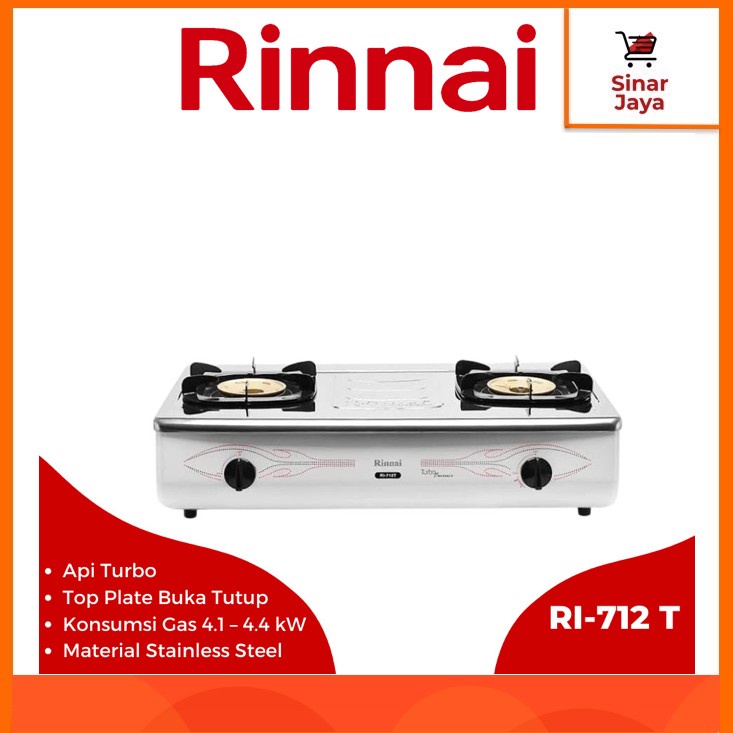 Jual RINNAI RI-712 T Kompor Gas 2 Tungku Api Turbo (Stainless Steel ...