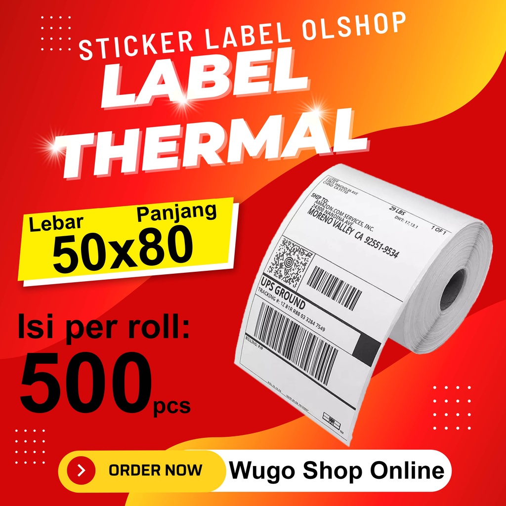 Jual LABEL BARCODE 50 X 80 mm Isi 500 pcs KERTAS STICKER DIRECT THERMAL ...