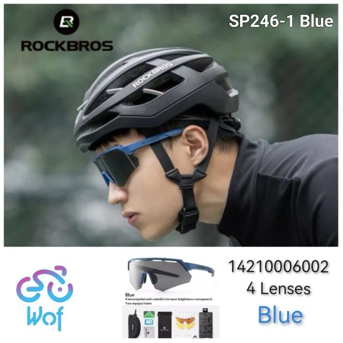 Jual ROCKBROS SP246-1 Blue 4 Lensa Multi Lens Kacamata Sepeda Bicycle Sunglasses Outdoor Sport ...