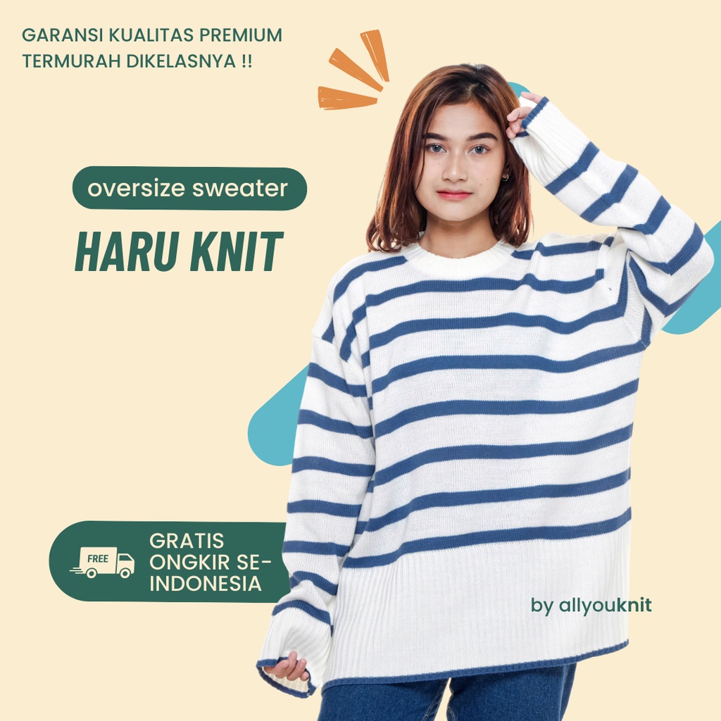 Jual Oversize sweater haru knit striped blouse | Shopee Indonesia