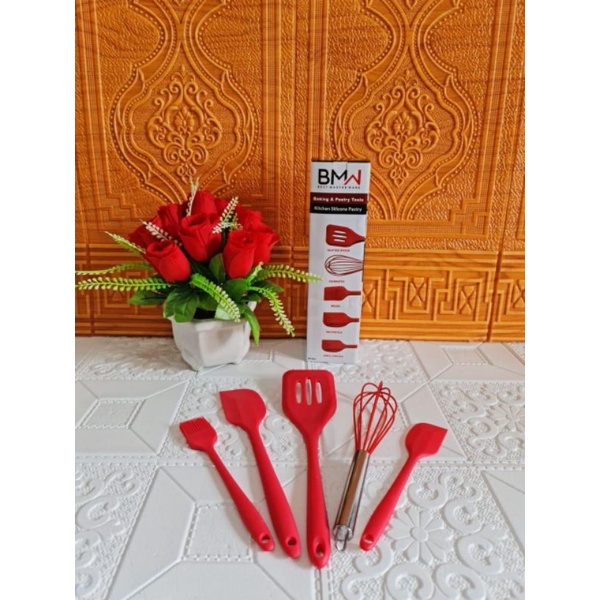 Jual Spatula Set Alat Masak 5 In 1 Sutil Scrap Kocokan Silicone/Silikon ...