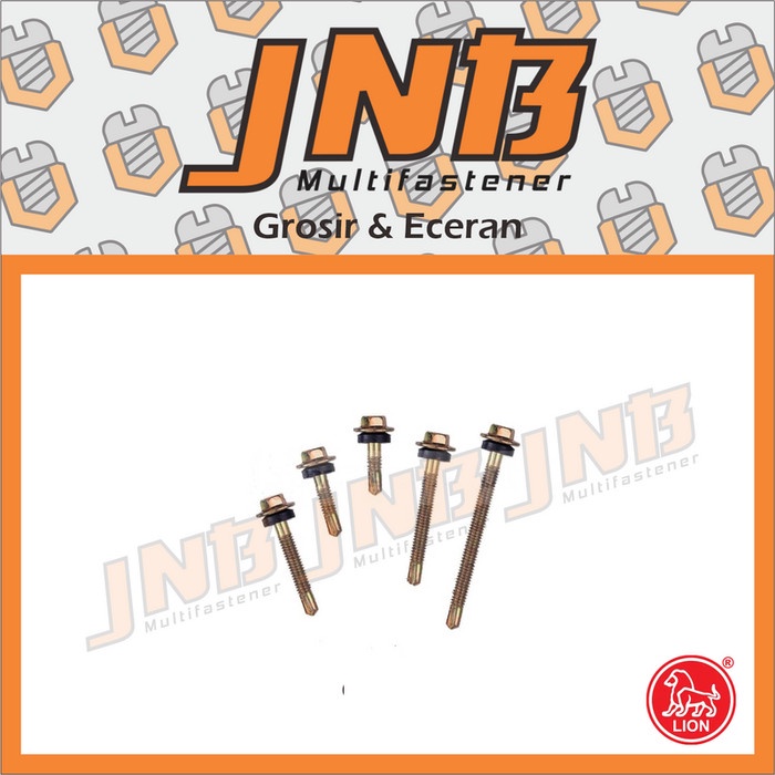 Jual Skrup Roofing Kuning 12 X 75 Kunci 8 Sekrup Baja Ringan Moon Lion ...