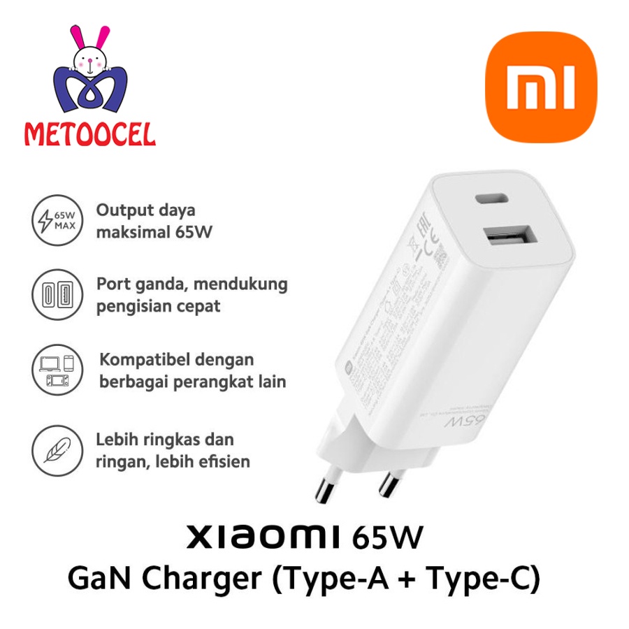 Jual Xiaomi 65W GaN Charger Dual Port (Type-A+Type-C) Fast Charging | Shopee Indonesia