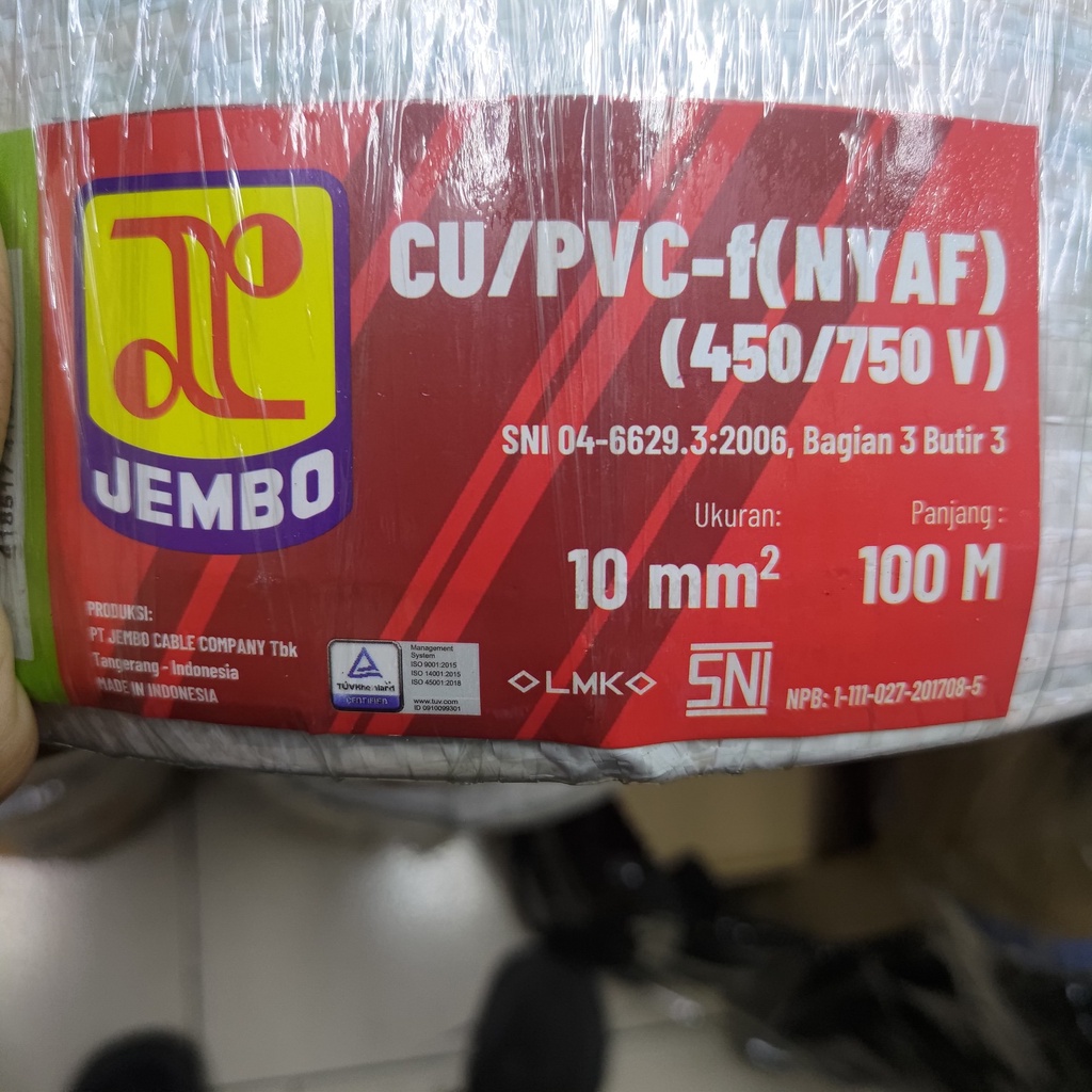 Jual Kabel Cable Jembo NYAF 100m 10mm 100 10 m mm serabut ground ...