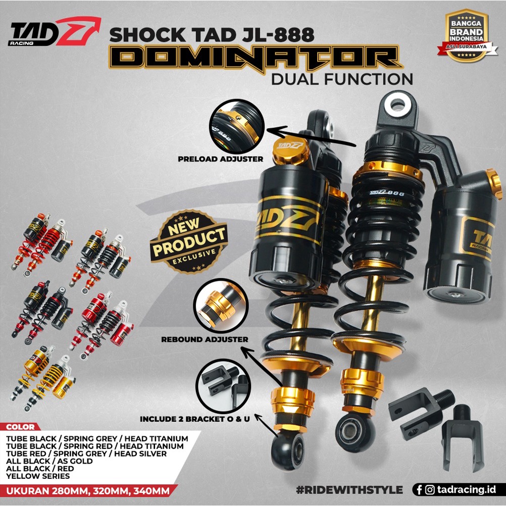 Jual SHOCK TAD DOMINATOR DUAL FUNCTION 280MM/320MM/340MM | Shopee Indonesia