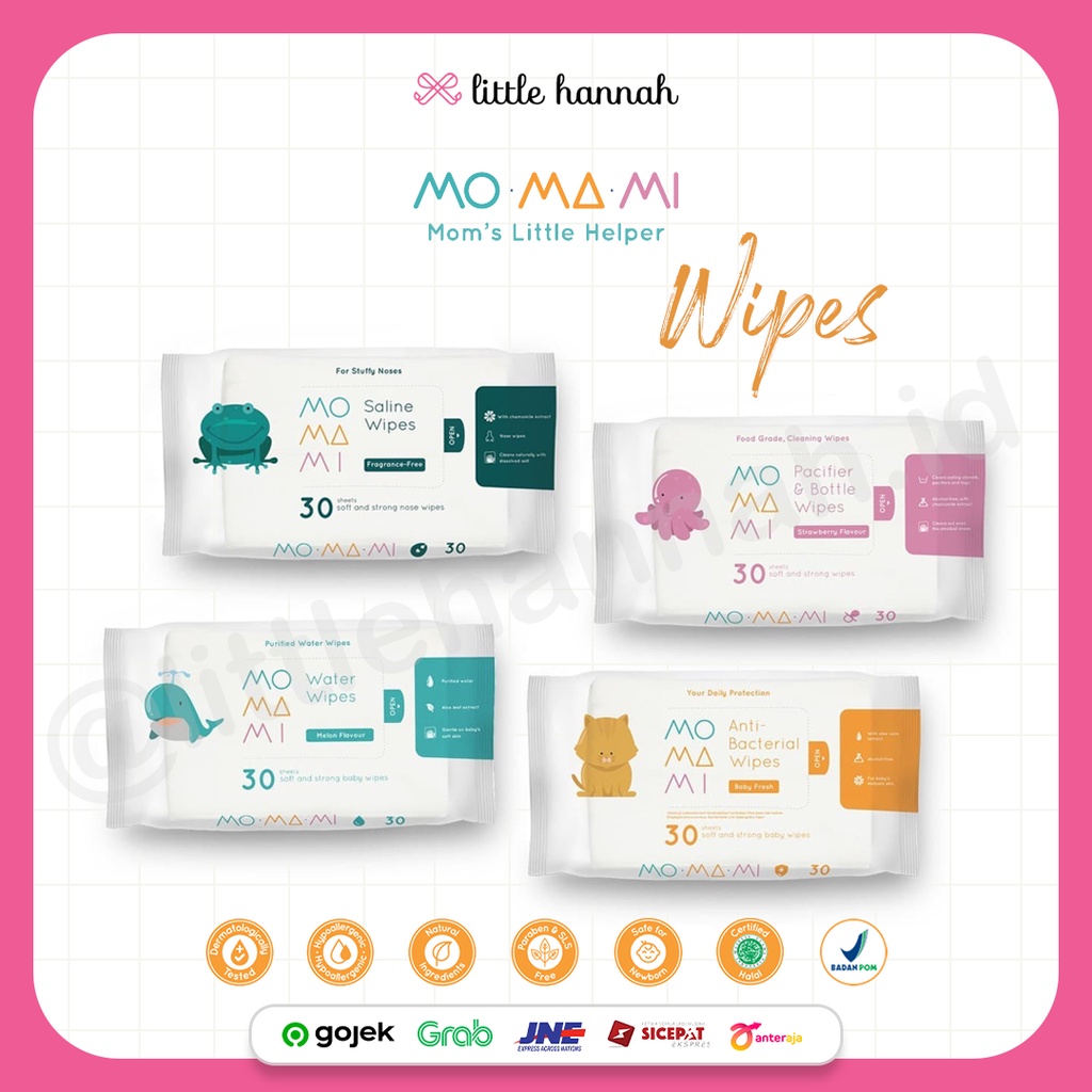 Jual MOMAMI Tissue Basah Bayi / MOMAMI Antibacterial Wipes / Water ...
