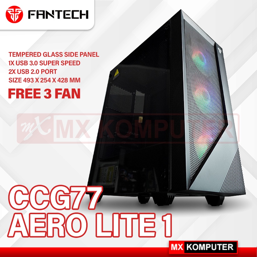 Jual FANTECH GAMING CASE AERO LITE 1 CG77 include 3 RGB fan | Shopee ...