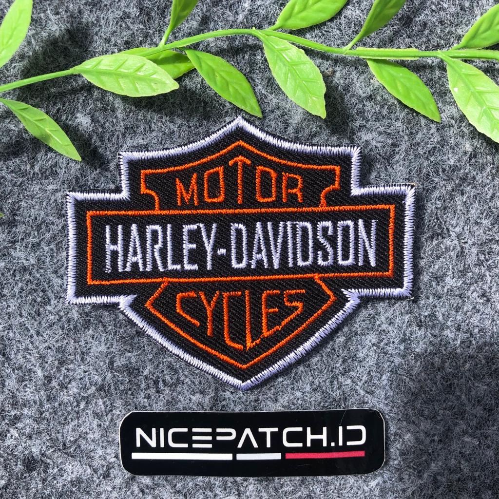Jual Patch Harley Davidson Shield Logo Outline Putih Emblem Bordir ...