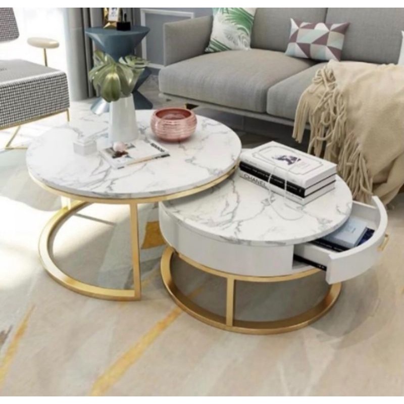 Jual MEJA TAMU COUPLE MOTIF MARMER MARBEL HPL MEJA MINIMALIS MEJA ...