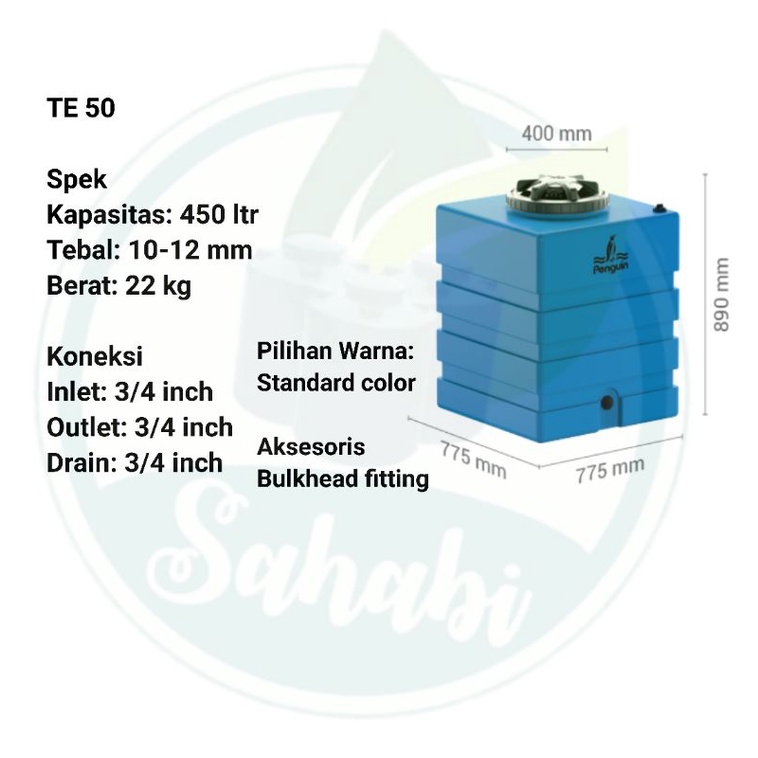 Jual Tandon Air / Toren Air / Tangki Air PENGUIN CUBIC TANK Tangki ...