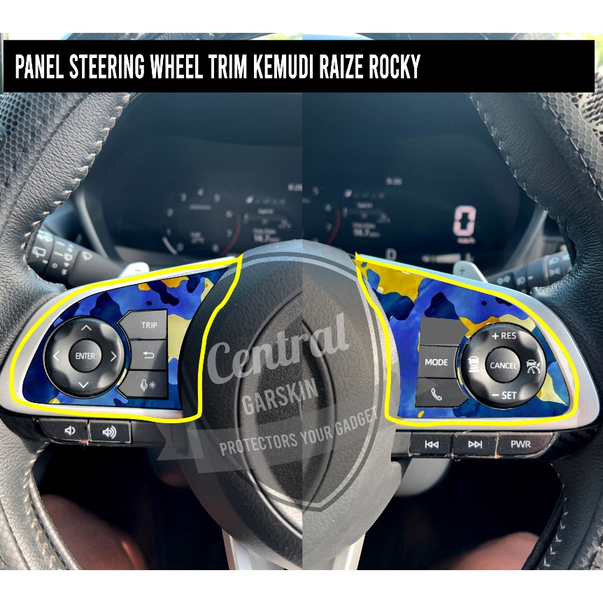 Jual Stiker Panel steering wheel trim kemudi raize rocky - blue 2 bukan ...