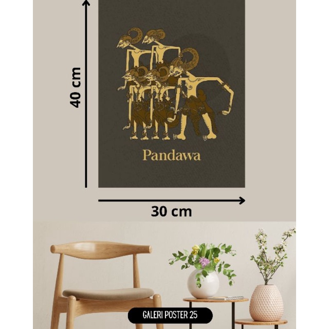Jual wall decor jumbo pandawa lima hiasan dinding poster kayu wayang ...