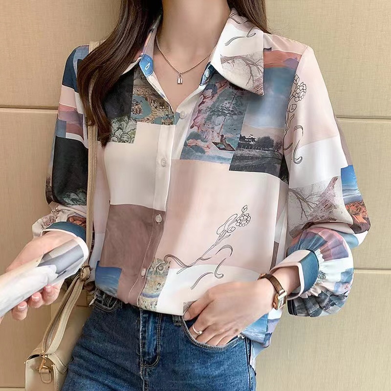 Jual FANMU Kemeja angin port retro kemeja bunga patah wanita 2025 versi ...