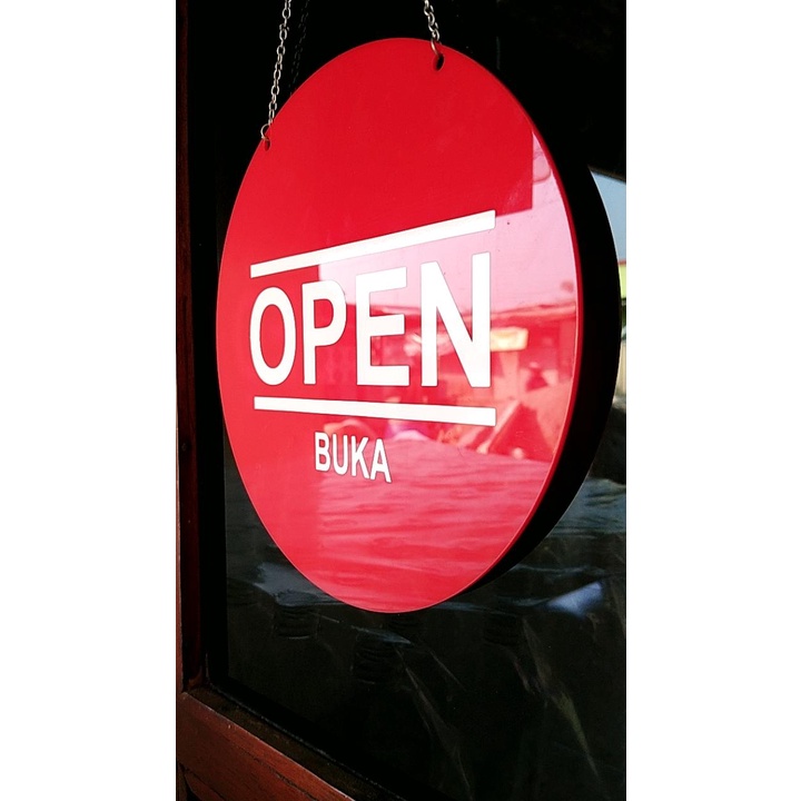 Jual Acrylic Signage Open Close/Akrilik Open Close (Bulat Merah ...