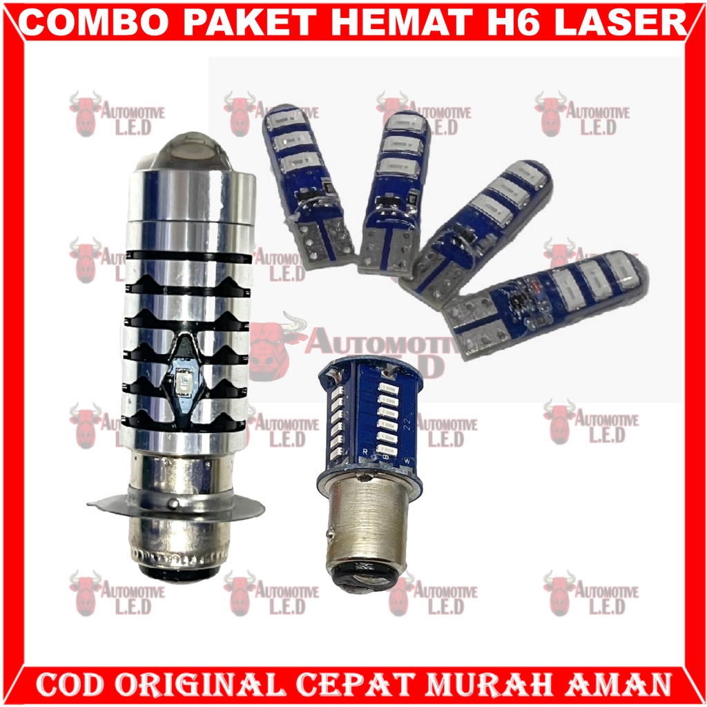 Jual ORIGINAL COMBO PAKET HEMAT LAMPU MOTOR LED H6 LASER BOHLAM STOP 30 ...