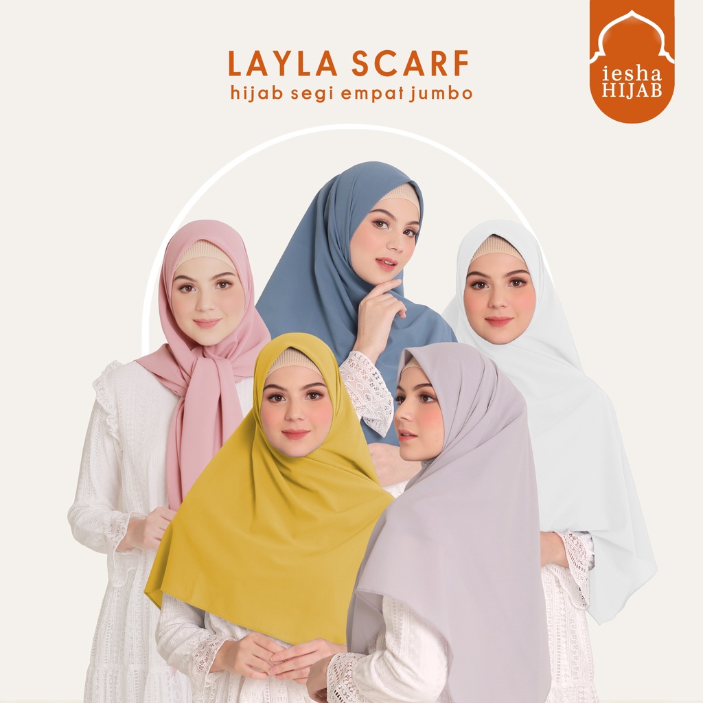 Jual Lishani Hijab Segiempat Jumbo Layla Scarf Bahan Diamond 140 x 140 ...