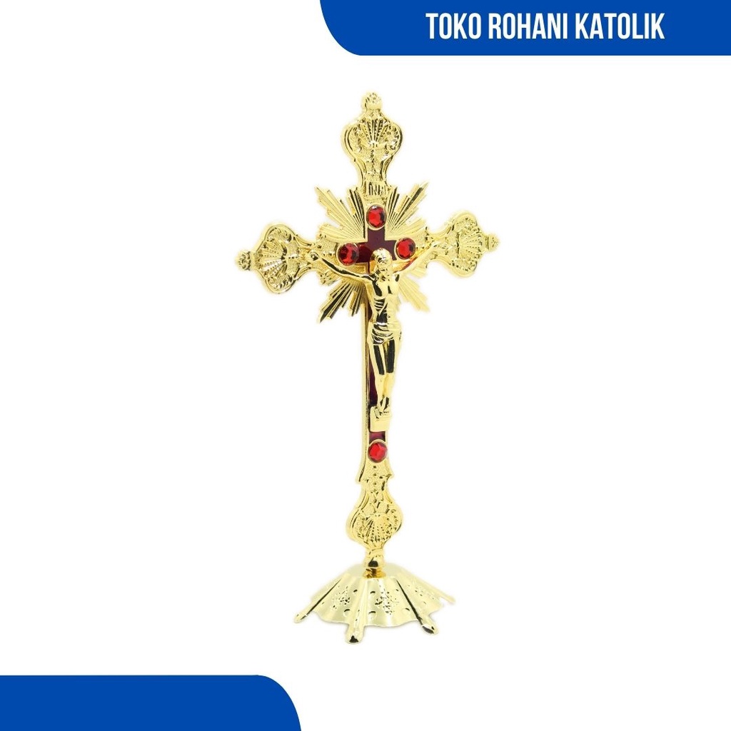 Jual SALIB ALTAR 24 CM / SALIB DUDUK KATOLIK / SALIB MEJA / SALIB LOGAM ...