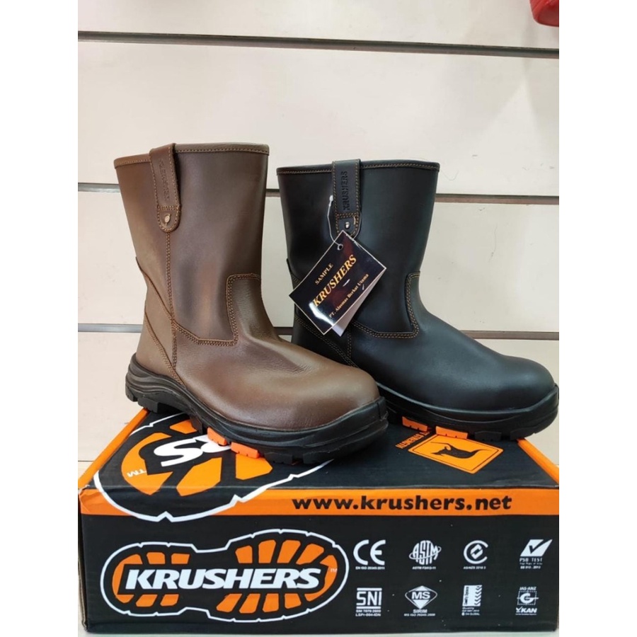 Jual Sepatu Safety KRUSHERS OREGON Black/Brown Terbaru/Safety Shoes ...