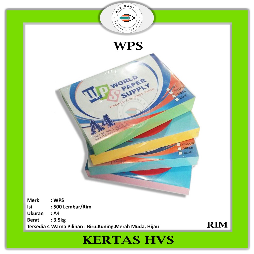 Jual WPS - Kertas HVS A4 Warna 70gr - Rim | Shopee Indonesia