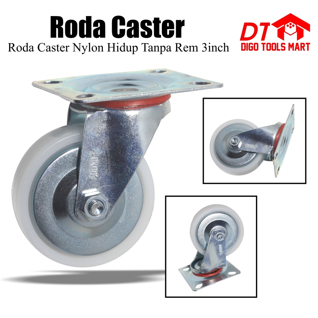 Jual Roda Caster 3 Inci 75mm Nylon Hidup Roda Lori Roda Troli 1 Pcs ...