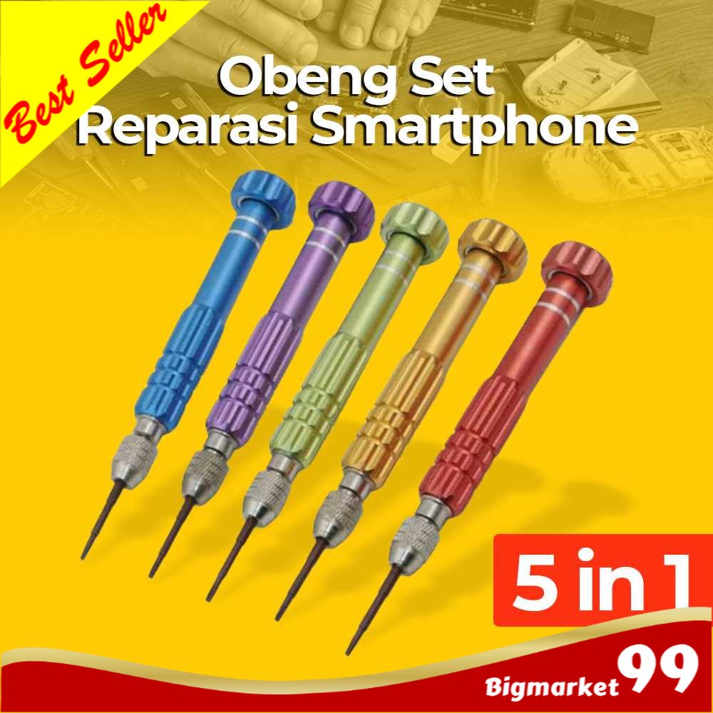 Jual [5 in 1] Obeng Set Servis Reparasi HP Smartphone Laptop PC Maintenance Tools | Shopee Indonesia