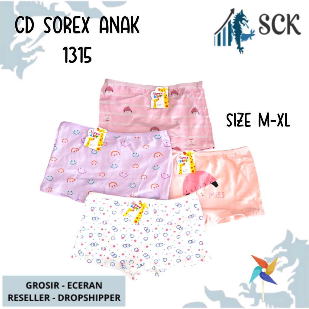 Jual CD Anak Perempuan SOREX KIDS 1315 model BOXER Polos Warna / Celana Dalam Anak Perempuan ...