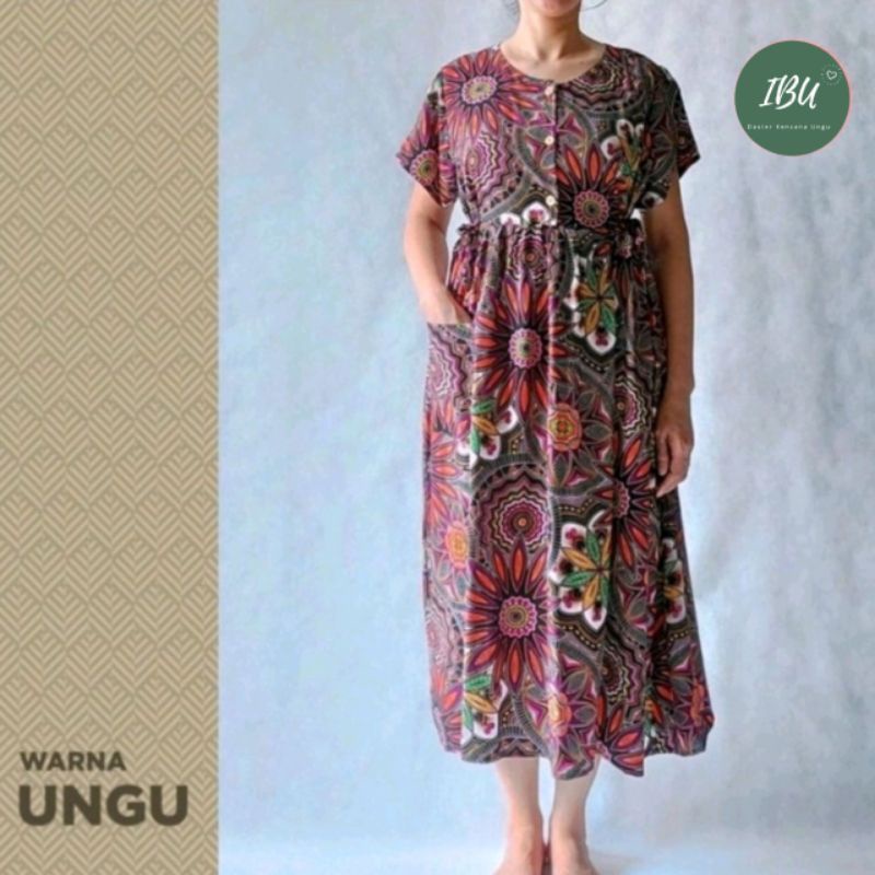 Jual Ibu Daster Batik Kencana Ungu Ds 47 Kub Tali Pinggang Ld 100-105cm ...