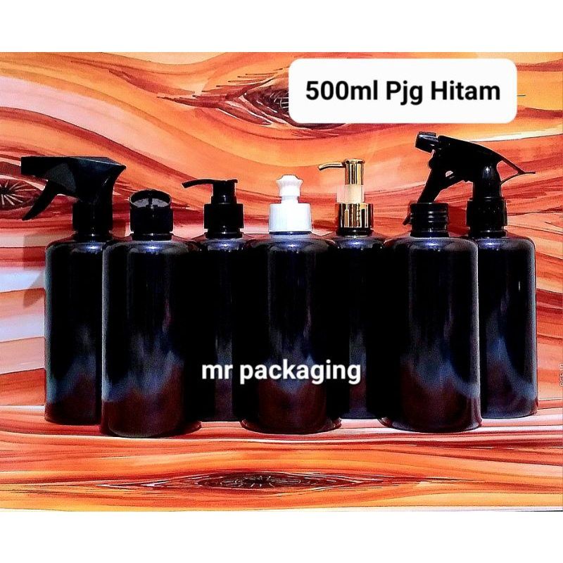 Jual Botol Plastik 500ml Hitam Panjang isi ulang | Botol PET 500ml Reffile | Botol pump spray ...