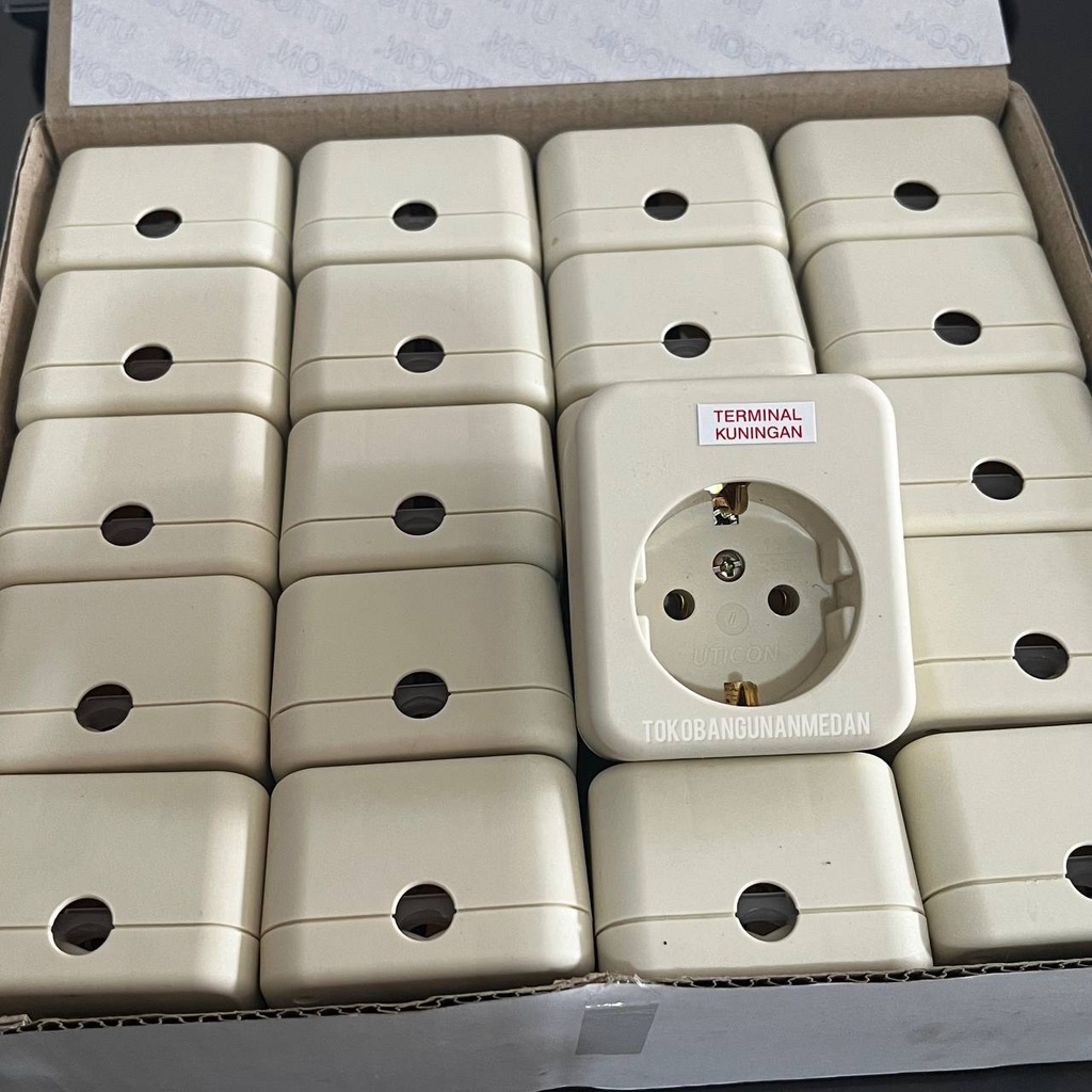 Jual UTICON - Stop kontak 1 Lubang Terminal Kuningan Colokan | Shopee Indonesia