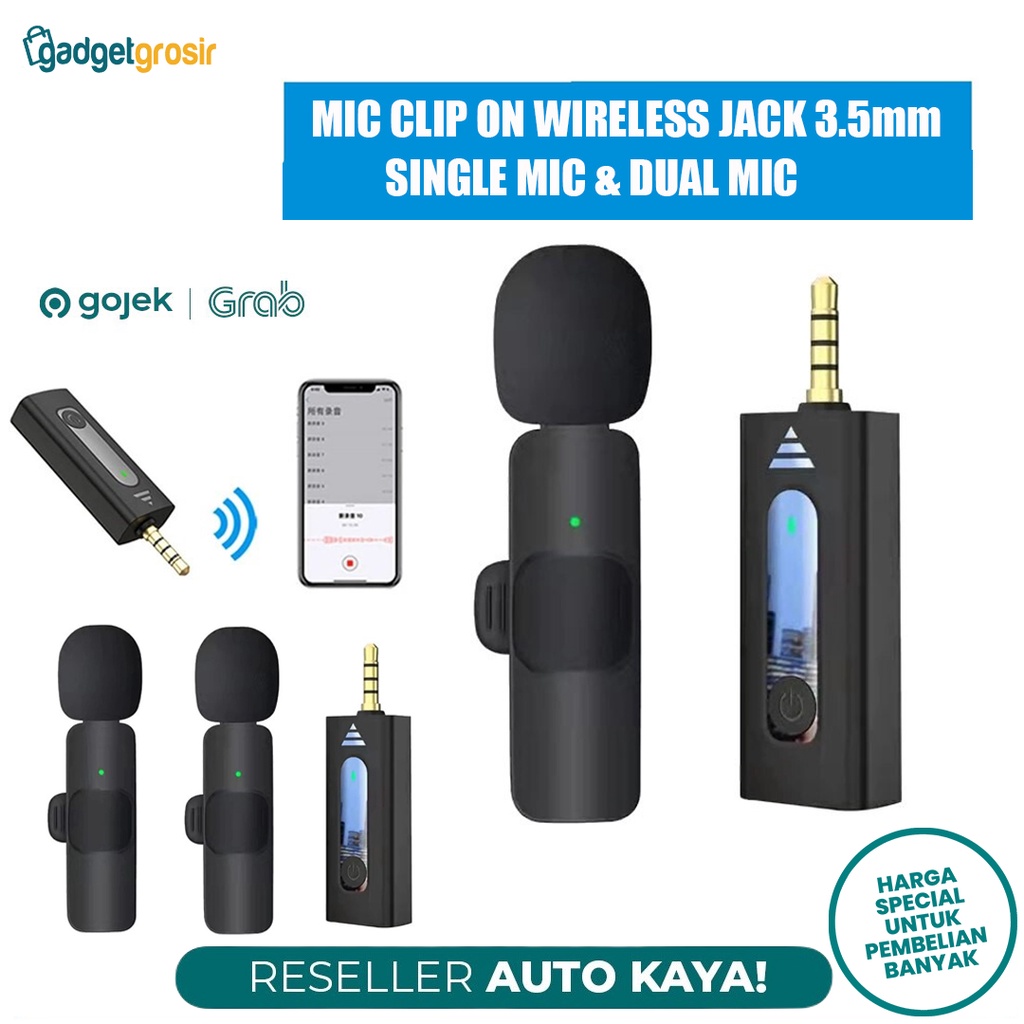 Jual Mic Clip On Wireless Jack Aux 3.5mm 2.4Ghz Noice Reduction for ...