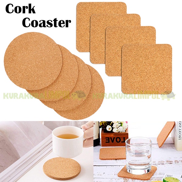 Jual Tatakan Gelas Gabus Cork Coaster Alas Gelas Bulat Persegi | Shopee ...