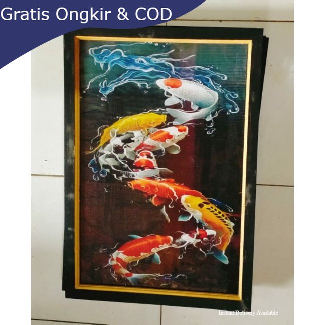 Jual Lukisan murah lukisan cetak hiasan dinding plus bingkai gambar Ikan Koi keren | Shopee ...