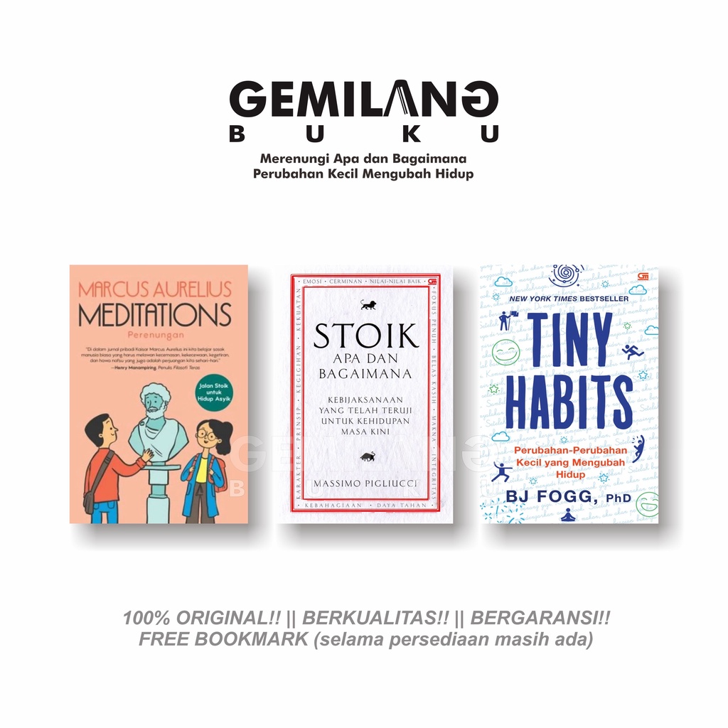 Jual Buku Meditations, Stoik, dan Tiny Habits: Merenungi Apa dan Bagaimana Perubahan Kecil ...