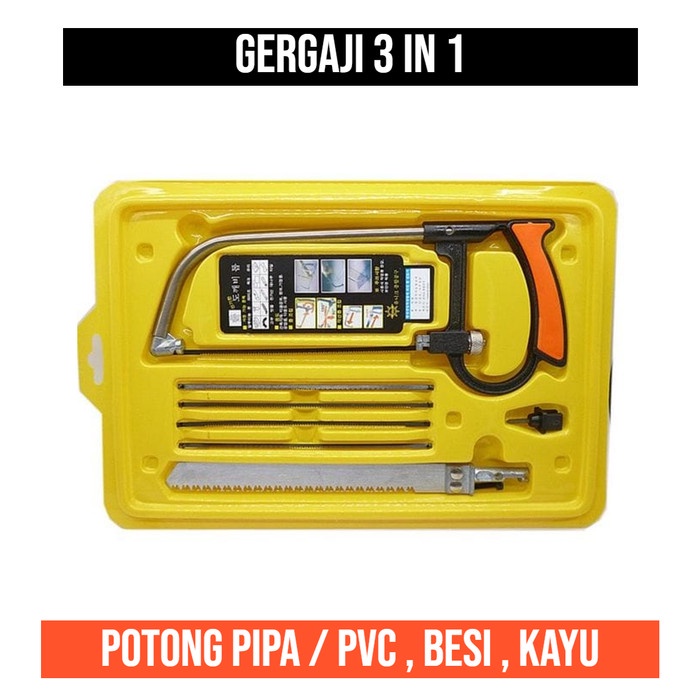 Jual Gergaji Magic Saw 3 IN 1 3IN1 Plastik Pipa PVC Besi Metal Kayu Set ...