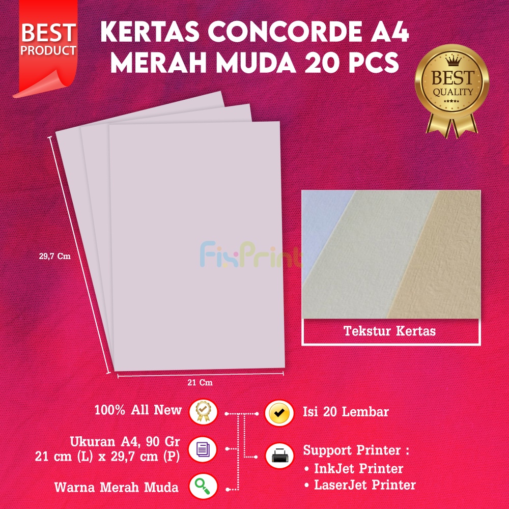 Jual Kertas Concorde Kertas A4 90gr 1pack isi 50 Lembar 210mm x 297mm ...