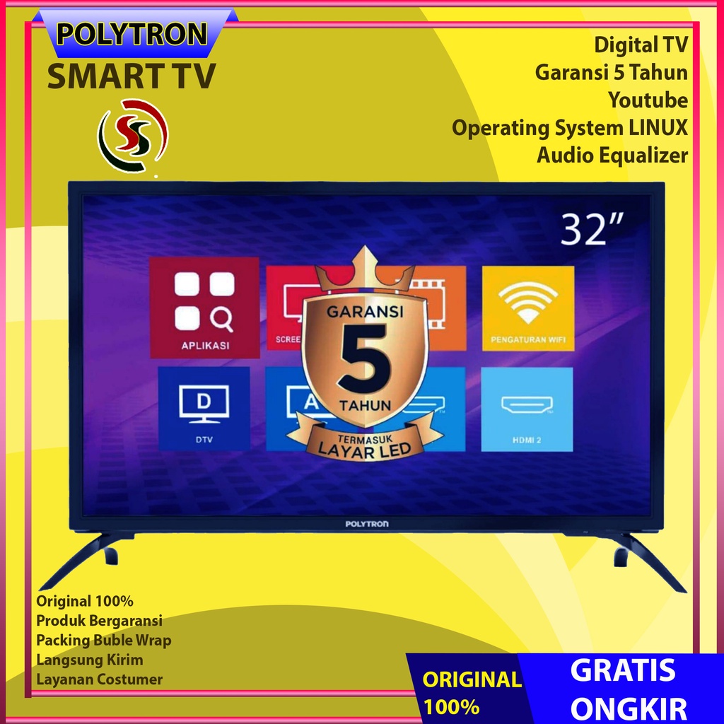 Jual TV Digital 32 Inch TV LED Digital POLYTRON PLD-32MV1859 SMART TV ...