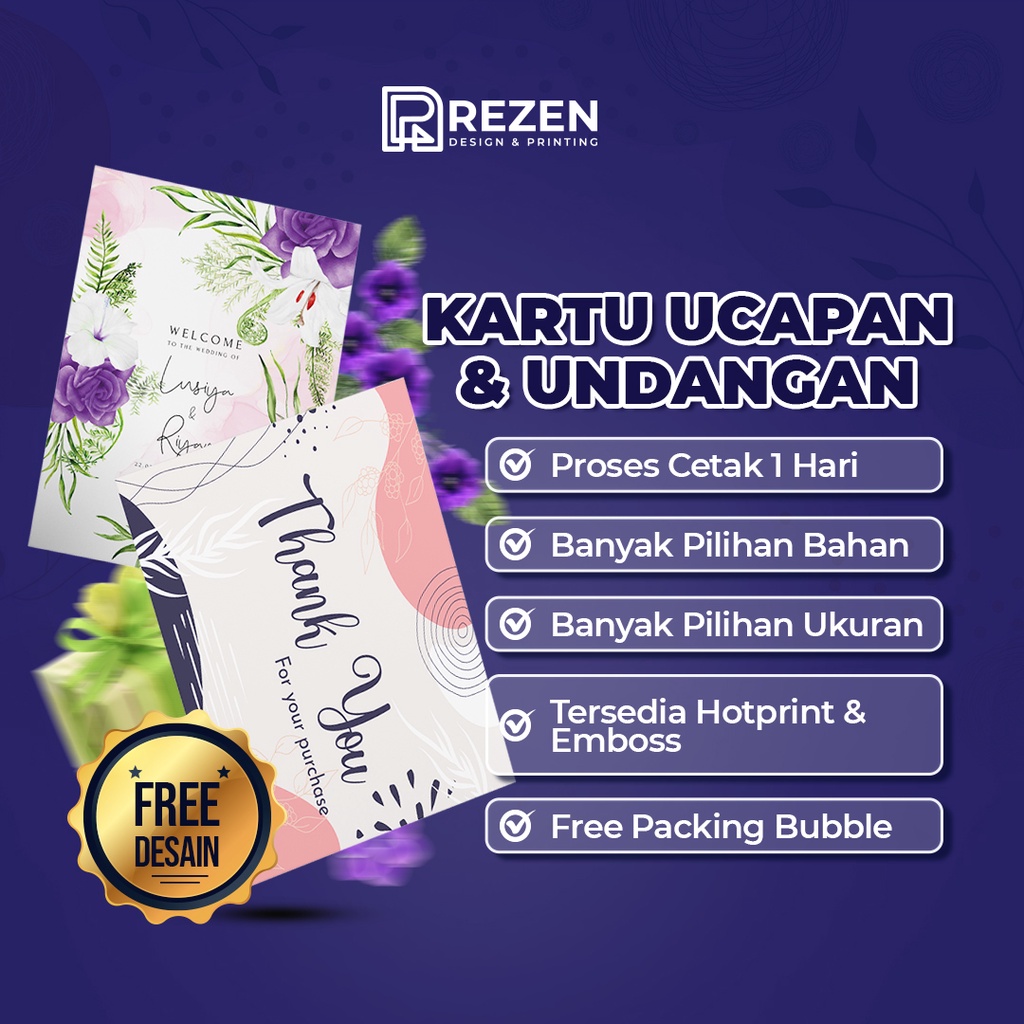 Jual (SEDANG AC310+GLOSSY/DOFF) Cetak Kartu Ucapan FREE DESAIN Custom ...